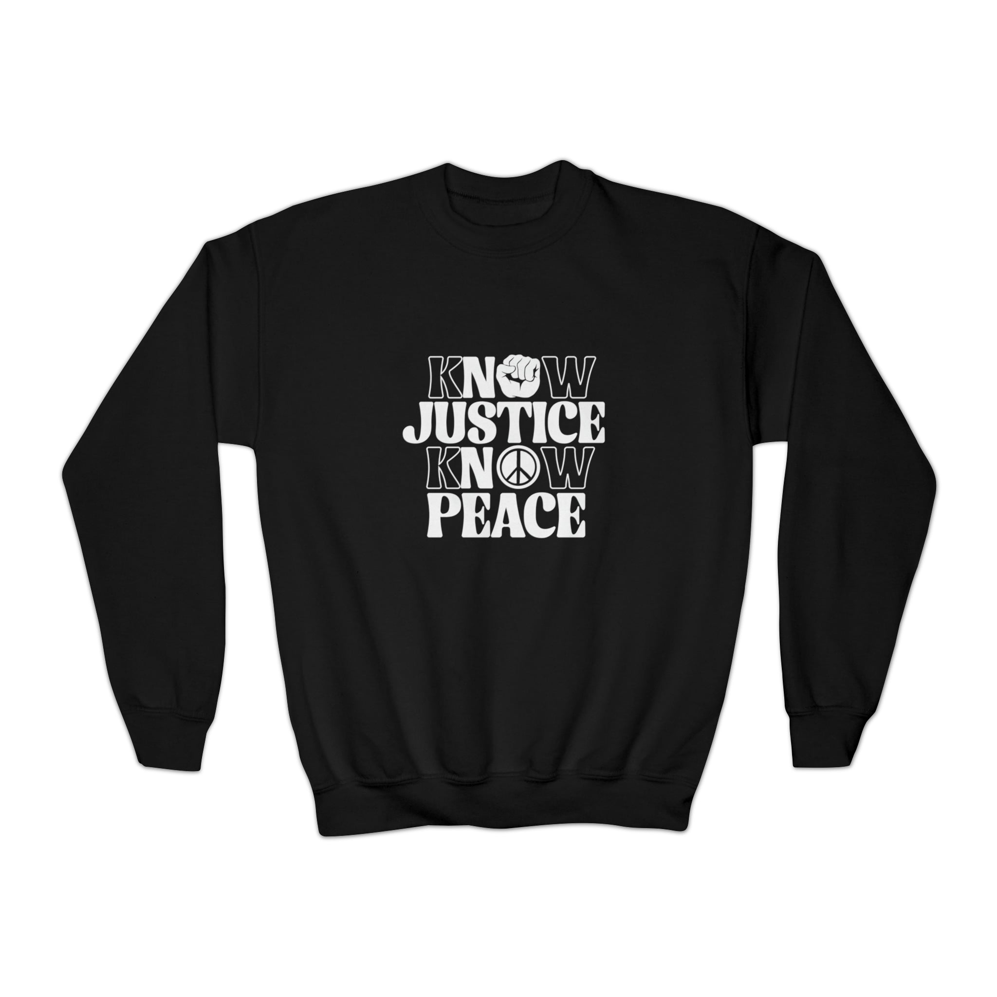 “Know Justice, Know Peace (Classic)” Youth Sweatshirt – Signs Of Justice