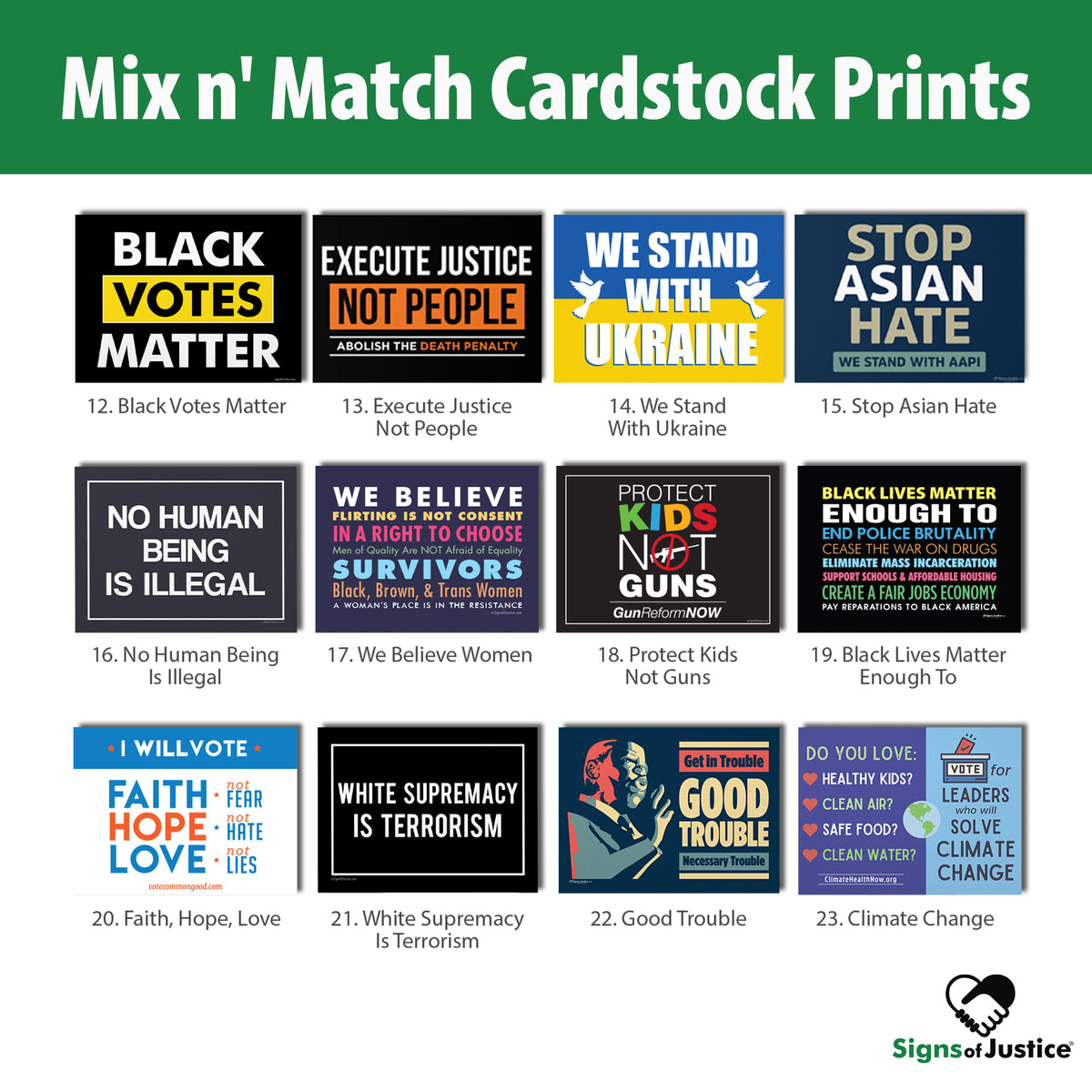 Cardstock Print – Mix n' Match – Signs Of Justice
